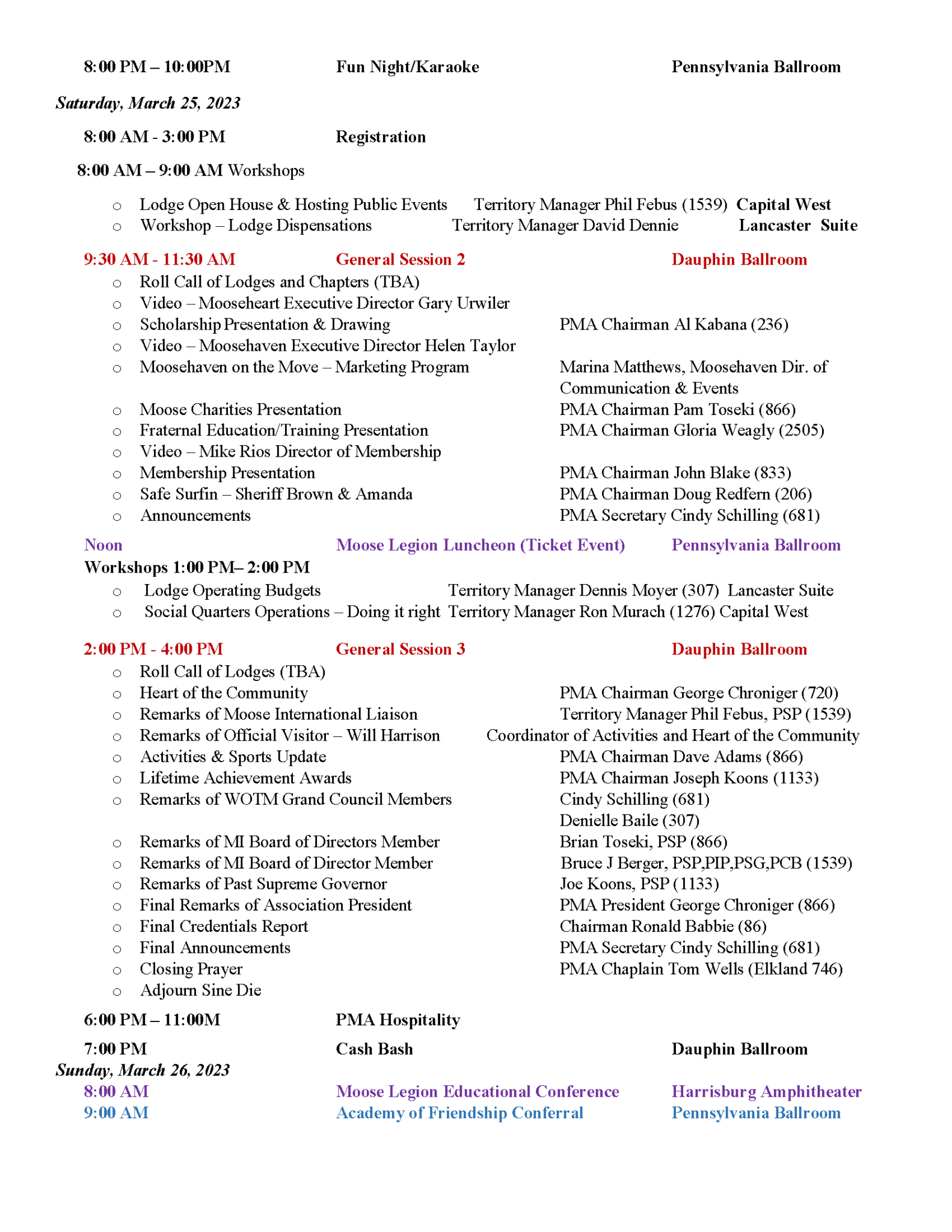 Mid-Year Conference & State Convention – Pennsylvania Moose Association